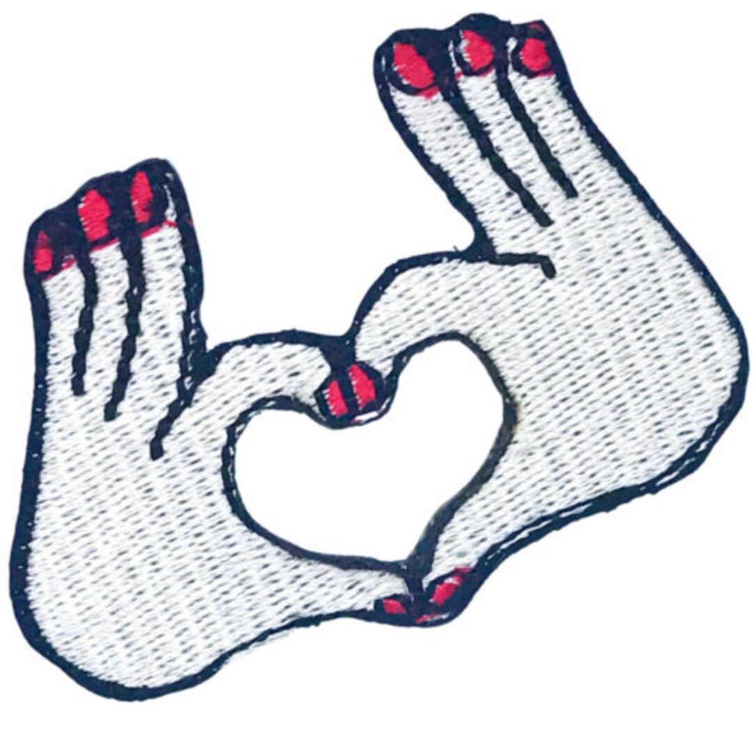 Heart Hand Shape Iron on Patch Embroidered Sew on Applique Clothing Bag ...
