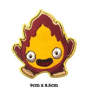 Calcifer Fire Demon Happy Face Badge Iron on Sew on Applique ...