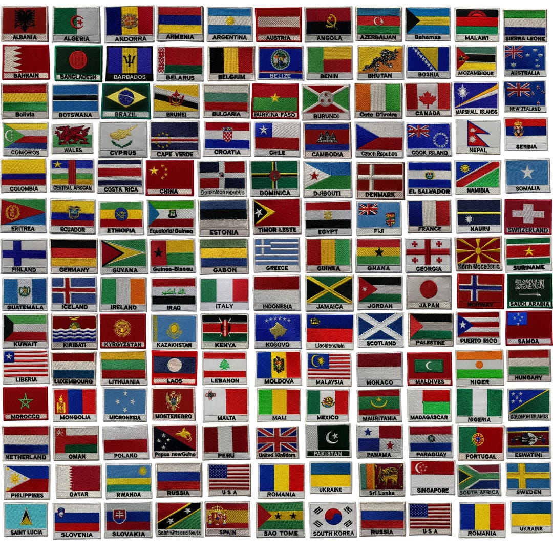 Embroidered Flag With Name Patch Iron on Badge National Country ...