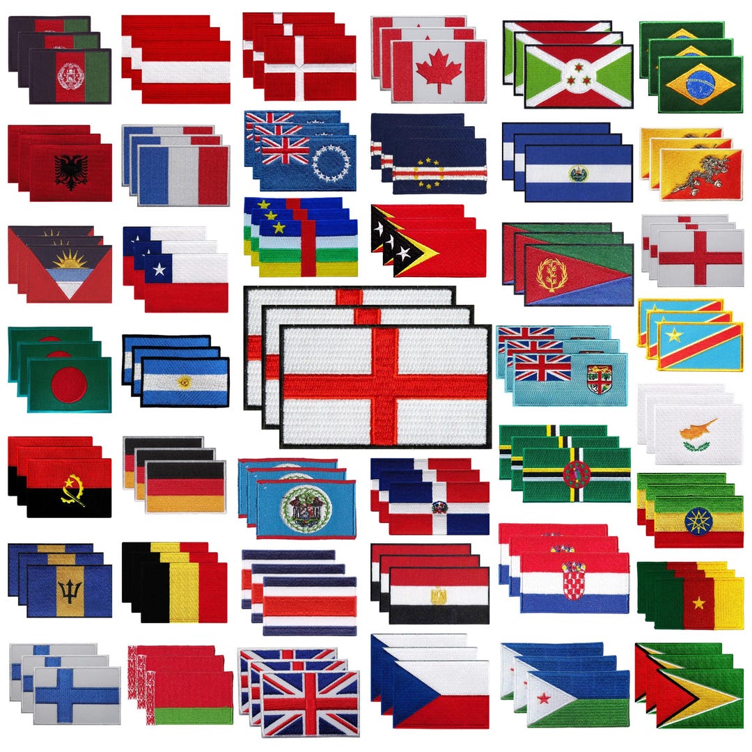International Country Flag Iron on Patch Embroidered Sew on Applique ...