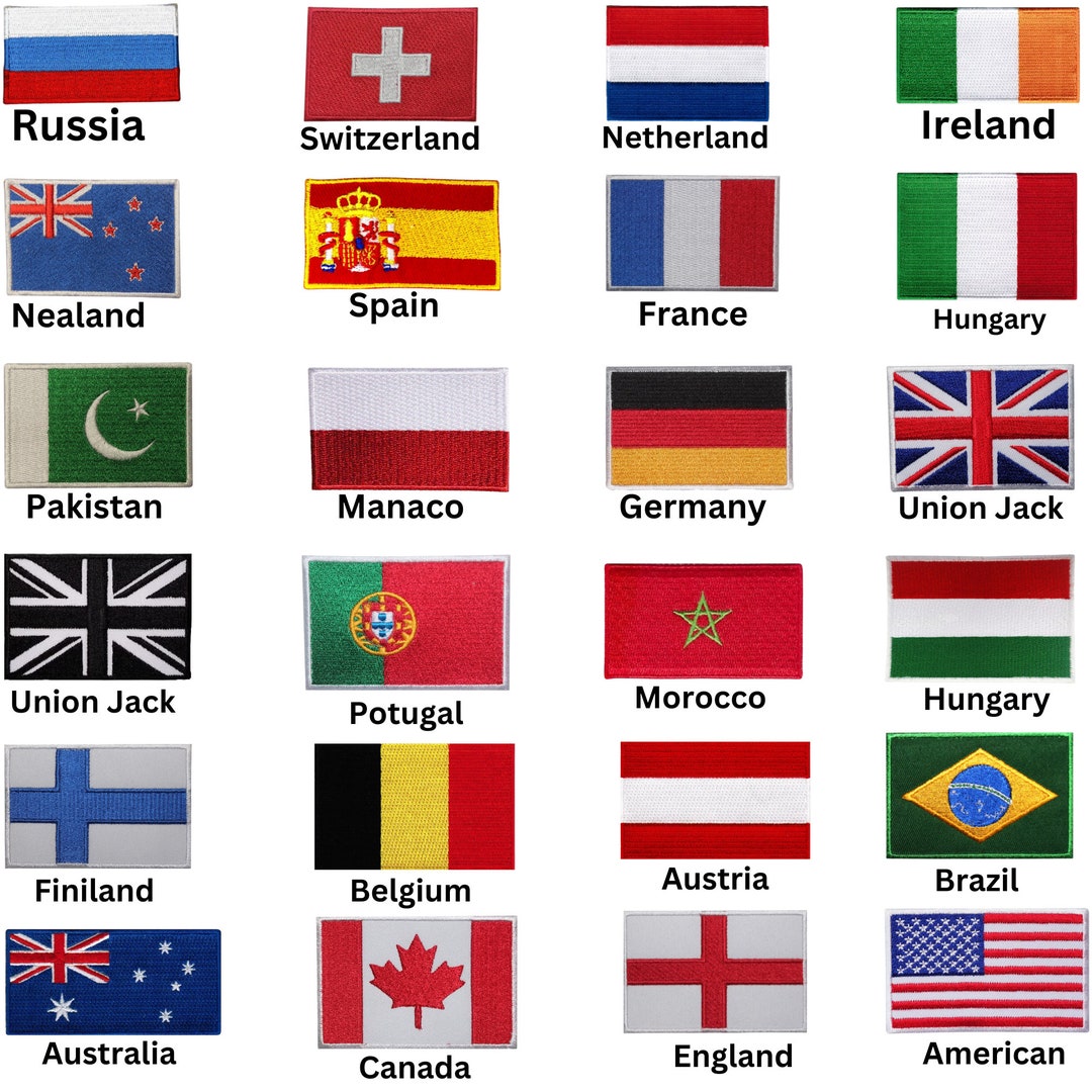 National Country Different Sizes Iron on Patch Embroidered Sew on ...