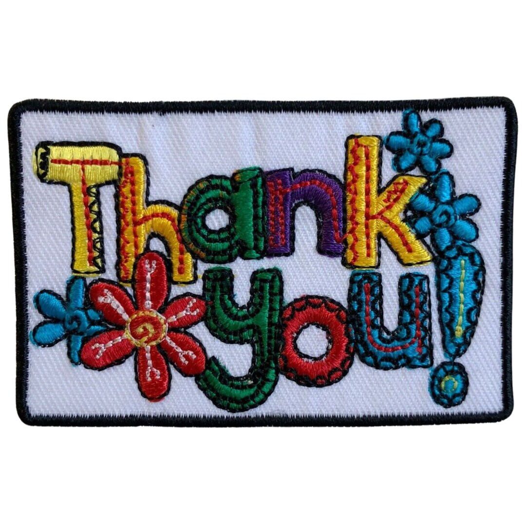 Thanks You Letter With Flower Iron on Patch Embroidered Sew on Applique ...