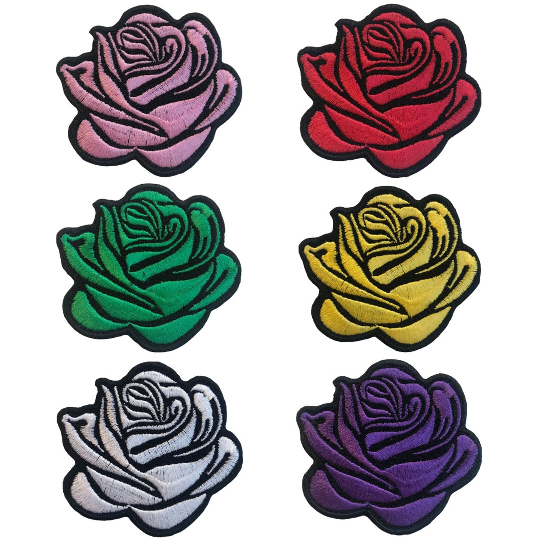 Lovely White Red Purple Yellow Pink Green Rose Lady Clothing Sew on ...
