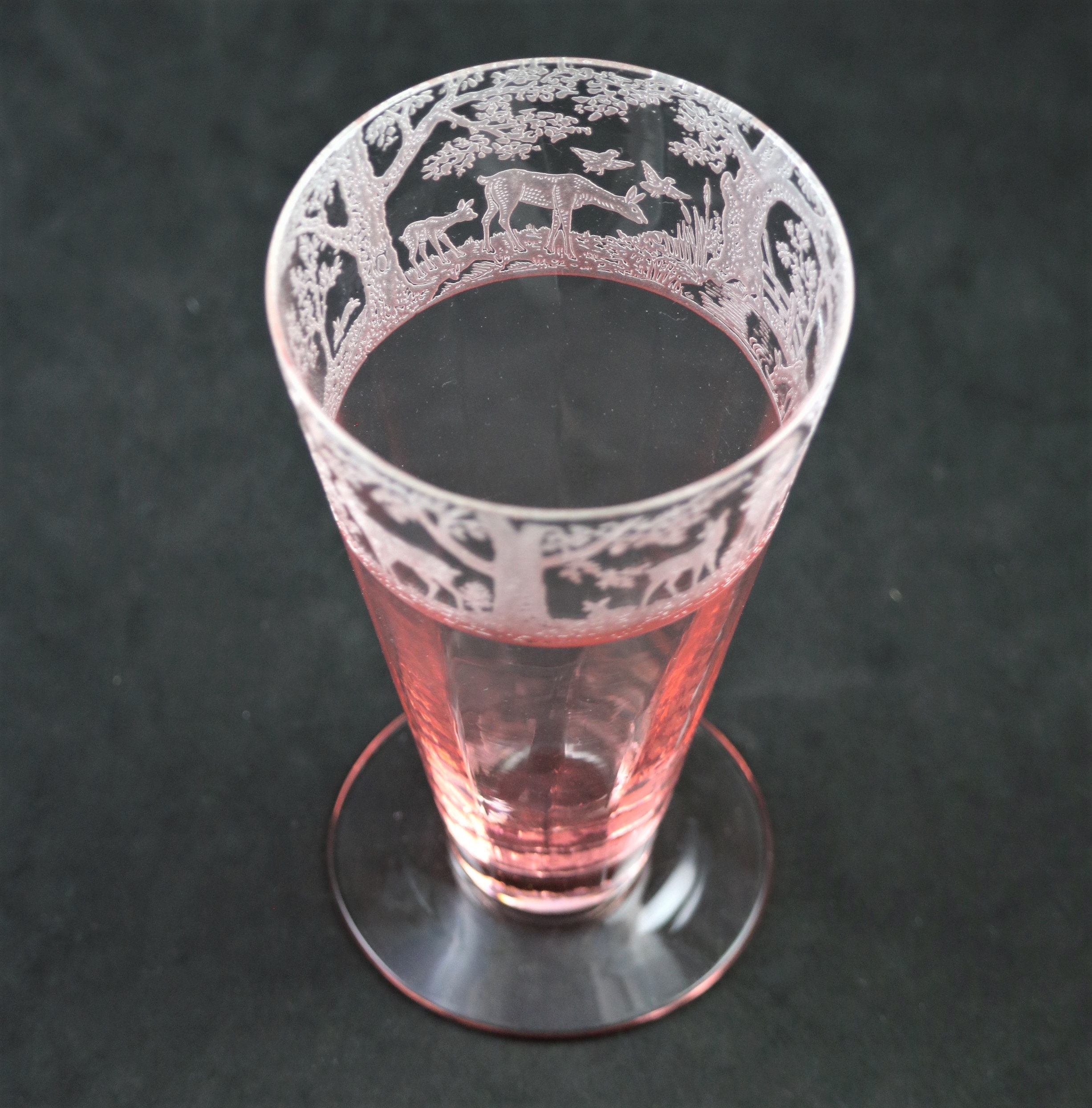 Deerwood Aka Birch Tree, Pink, Footed, 6, Tumbler, Made by US Glass Co ...