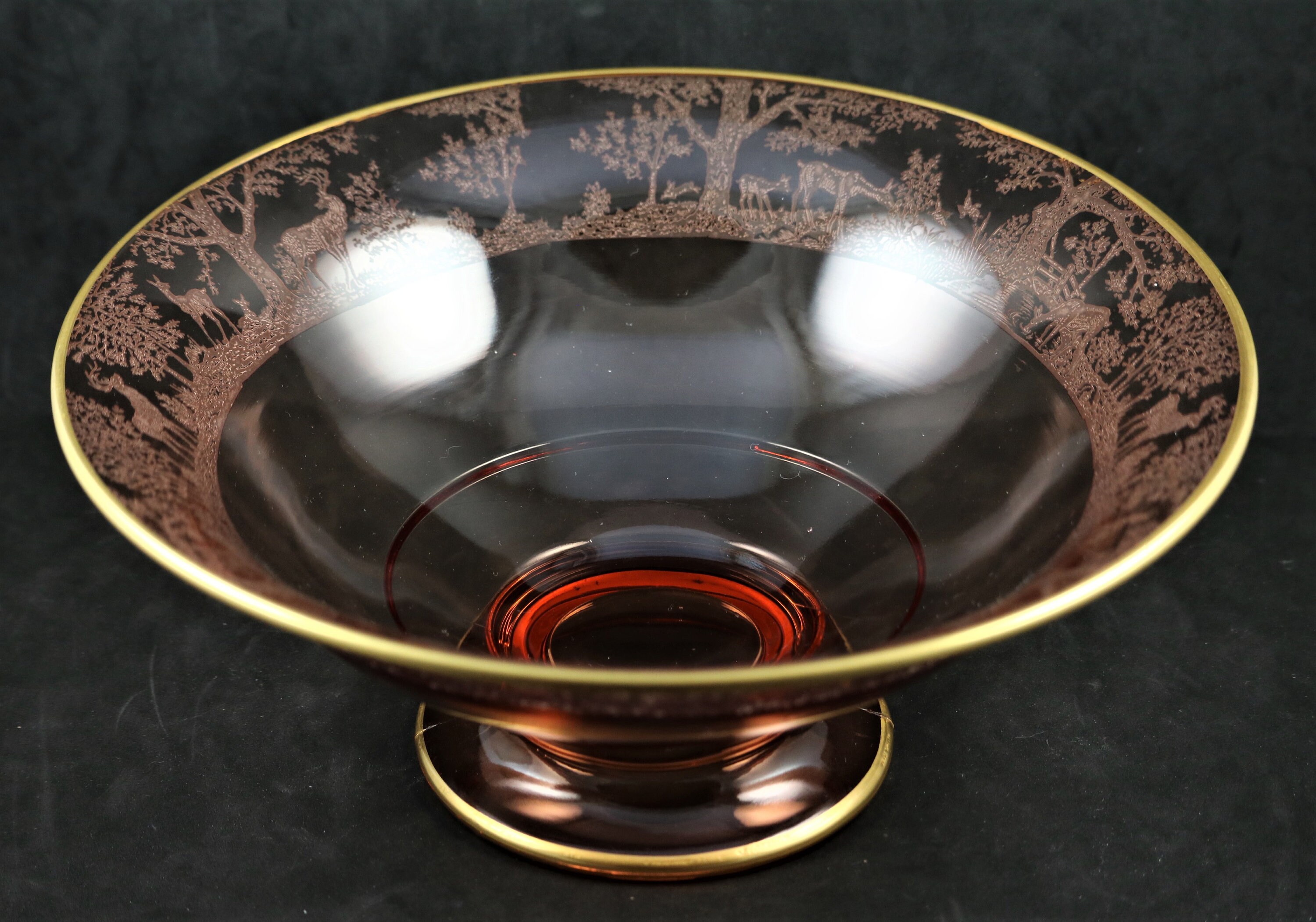 Deerwood Aka Birch Tree, Pink With Gold Trim, 10", Footed Flared Bowl ...