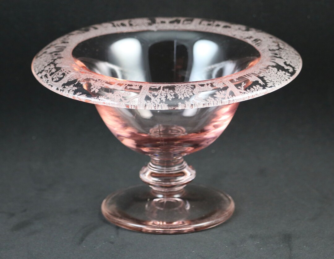 Deerwood Aka Birch Tree Pink Footed Rolled Edge Comport - Etsy