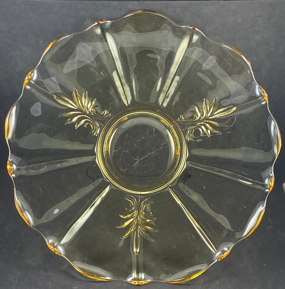 Fostoria, Baroque Pattern, No. 2496, Topaz, 14", Torte Plate, Made 1936 ...