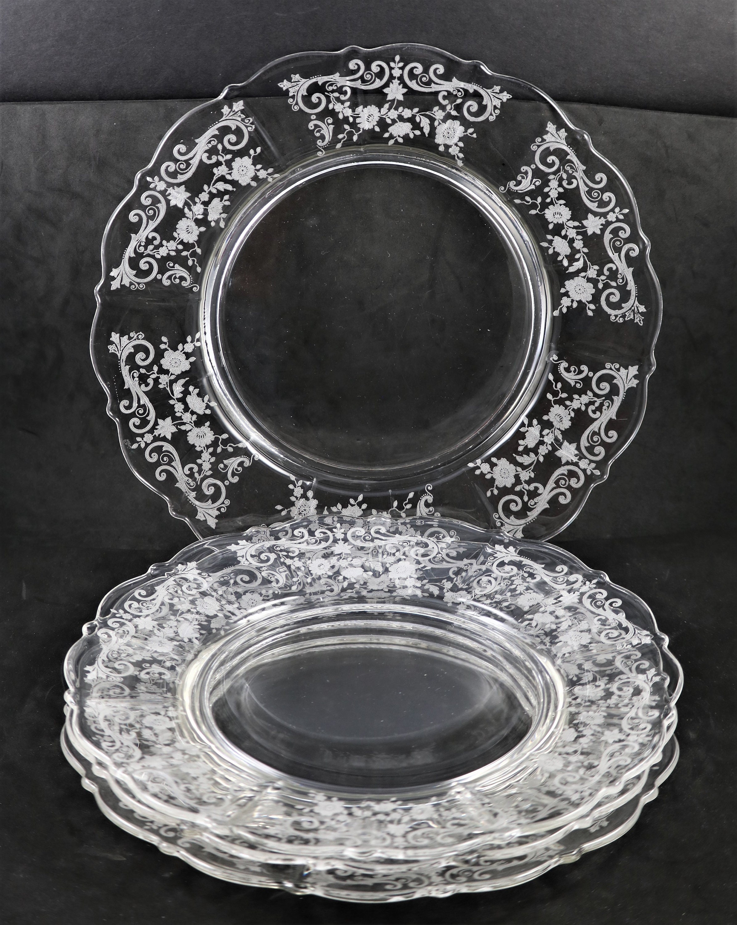 Cambridge, Chantilly Etch, 10 1/2, Dinner Plates, Made 1936-53 4 ...