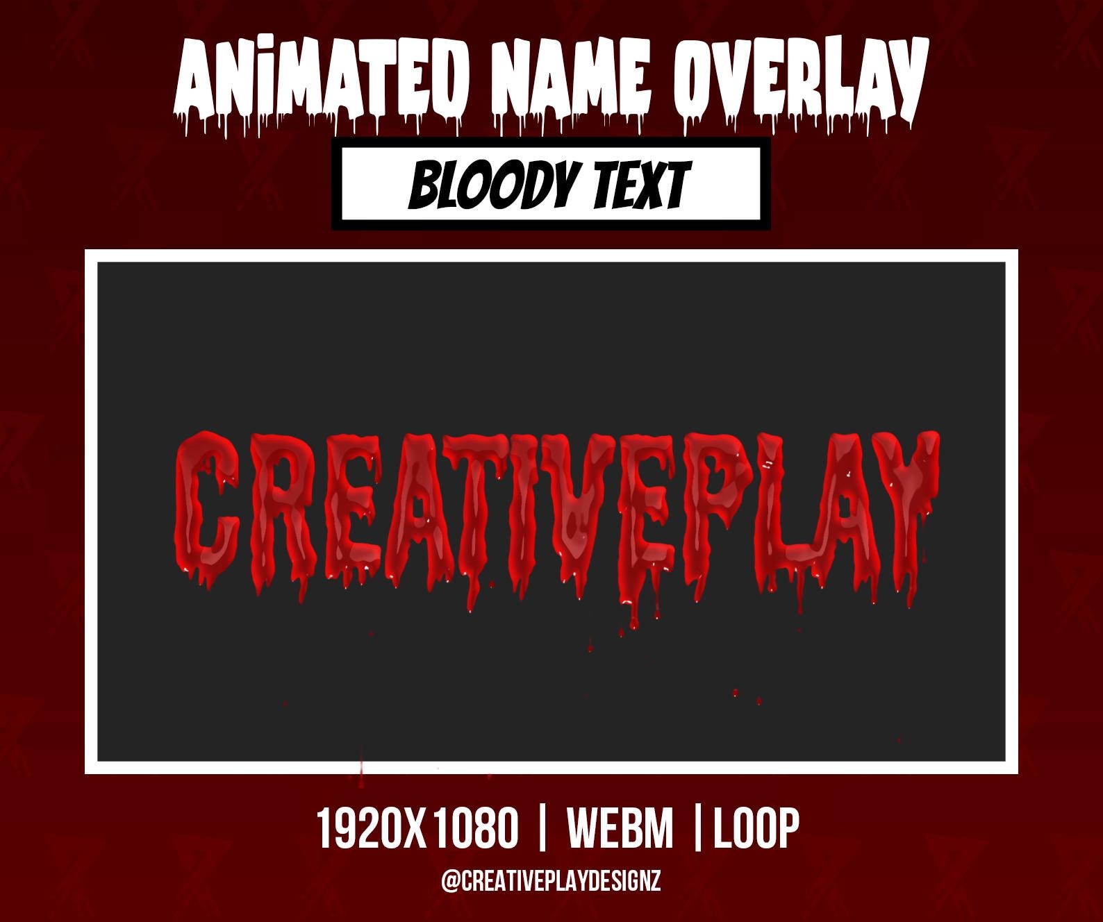 Custom Animated Bloody Name Overlay – 10s WEBM for OBS, Twitch, Youtube ...