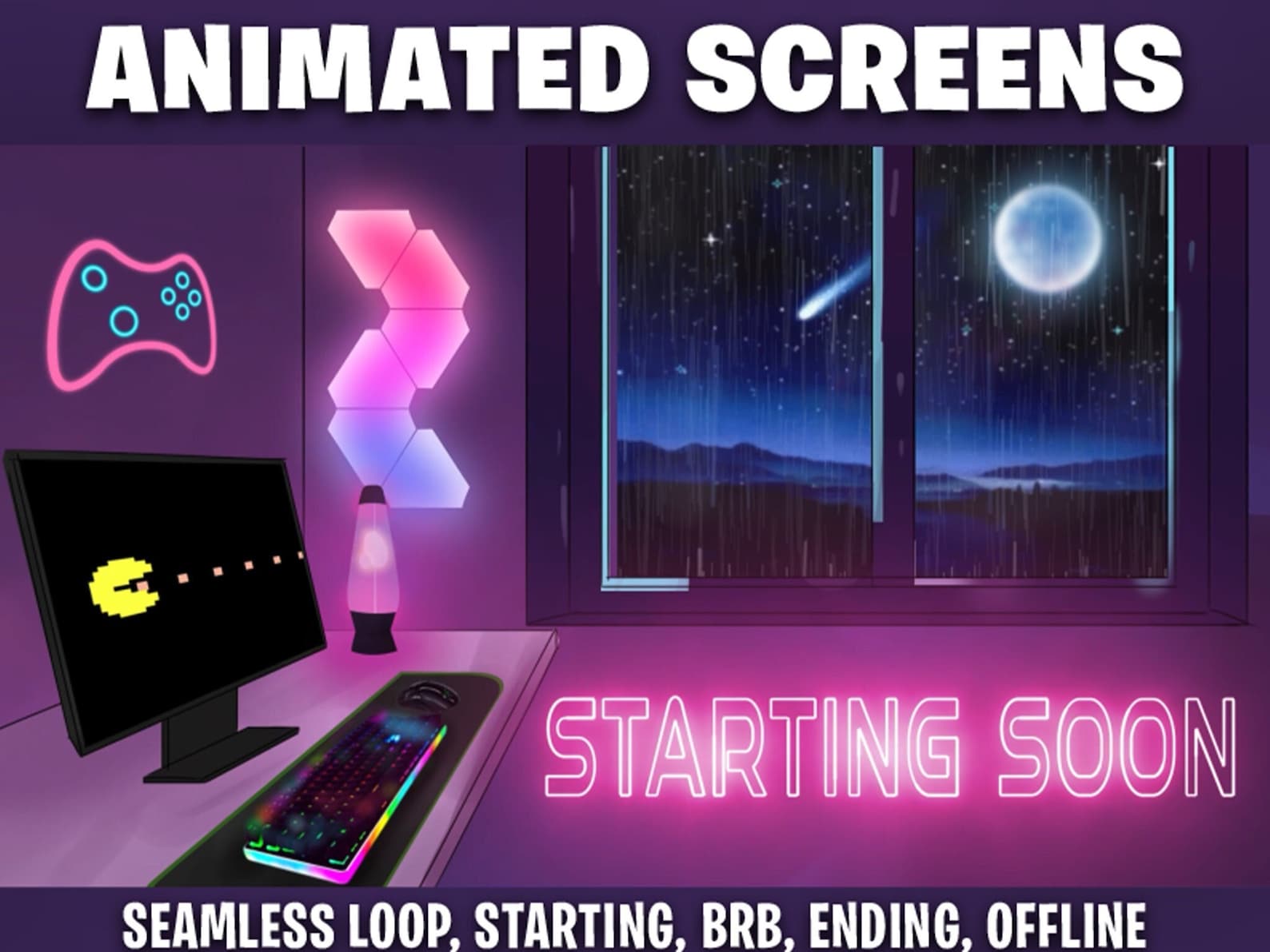 ANIMATED Gaming Room Screen Overlays for Twitch, Youtube, Facebook ...