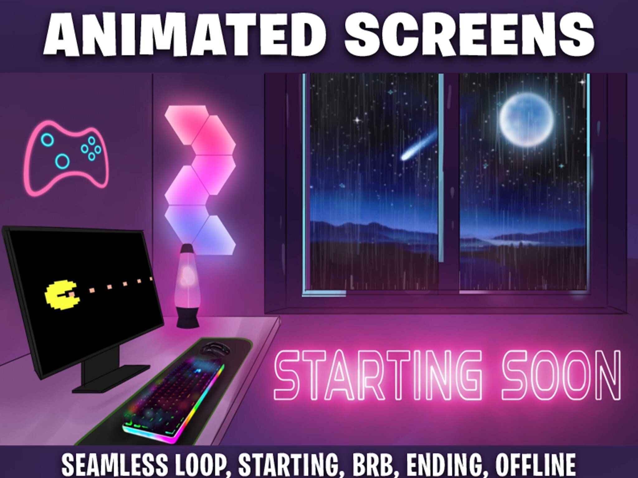 ANIMATED Gaming Room Screen Overlays for Twitch, Youtube, Facebook ...