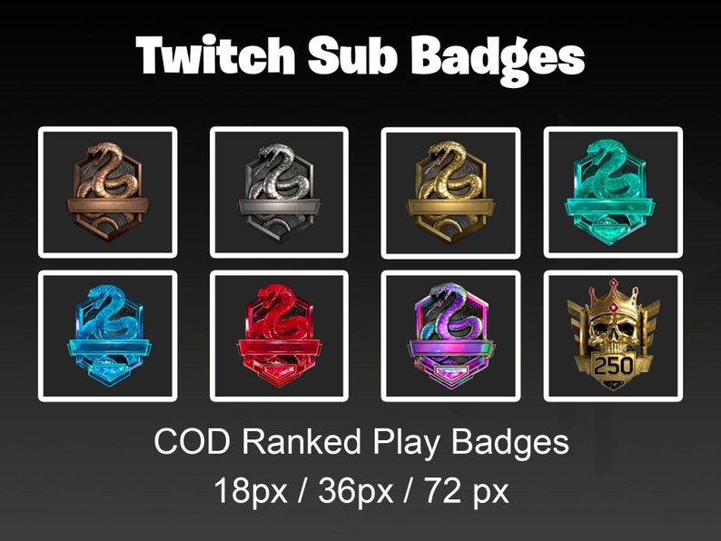 COD MWIII Rank Sub Badges Ranked Play Badges Twitch|kick - Etsy