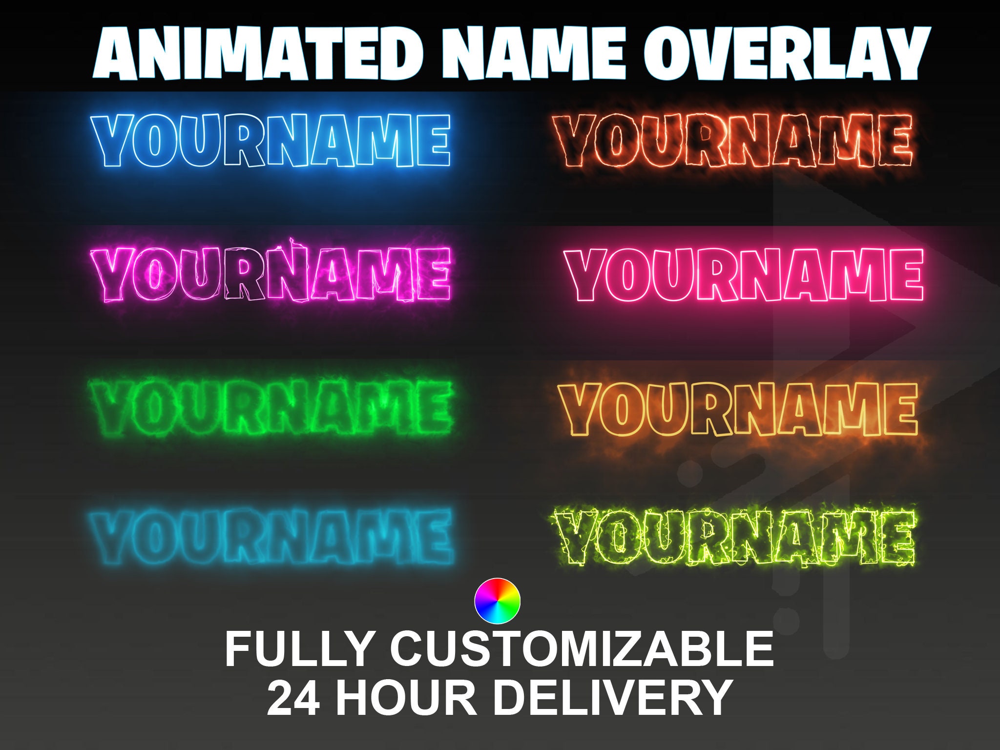 Custom Animated Name Overlay for OBS, Streamlabs, Twitch, Youtube, Tiktok - Etsy