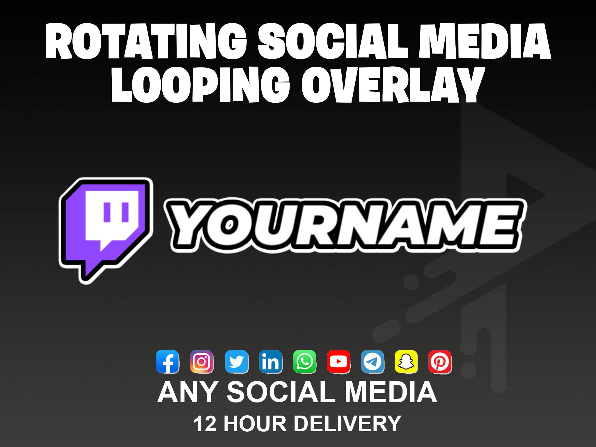 Custom Animated Rotating Social Media Overlay Lower Third for Twitter Twitch Tiktok Discord ...