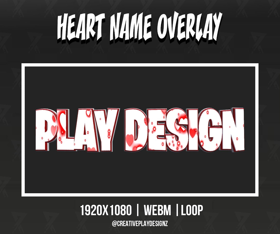 Animated 3D Name Overlay With Hearts | Stream Overlay for Twitch ...