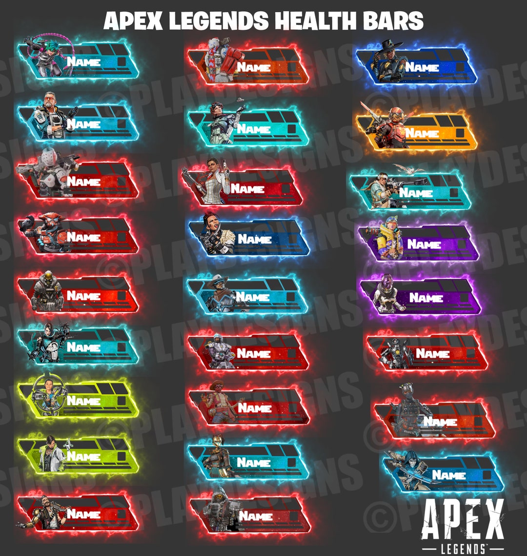 Custom Apex Legends Health Bar Overlays for Streaming, Youtube Twitch ...