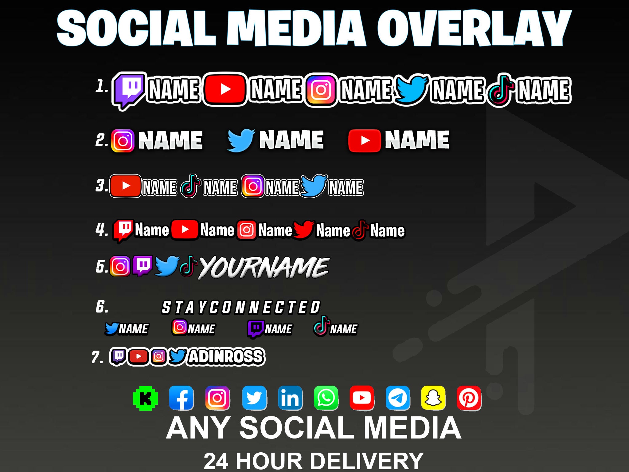Custom Social Media Overlay For Twitter Twitch Tiktok Discord Etsy Custom Social Media Overlay For Twitter Twitch Tiktok Discord Etsy