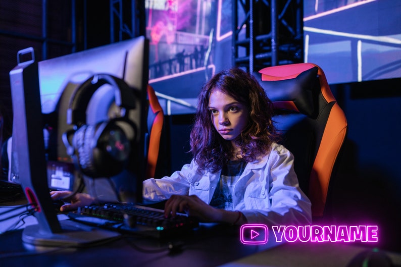 Custom Animated Neon Rotating Social Media Overlay Lower Third for Twitter Twitch Tiktok Discord ...