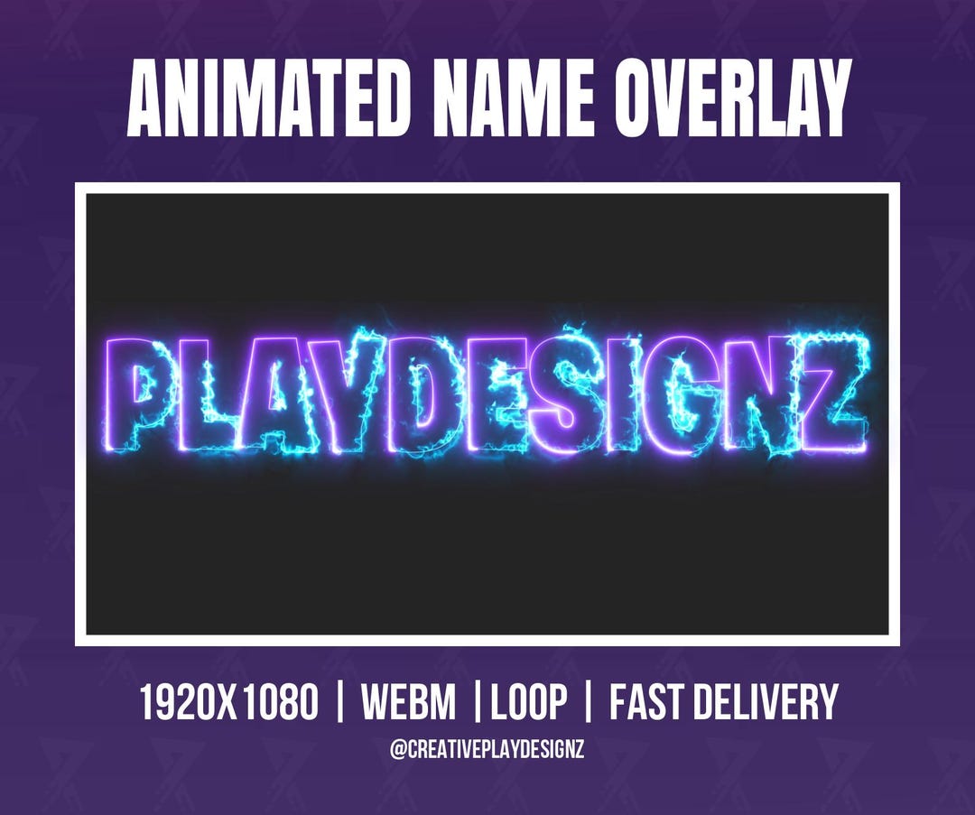 Custom Animated Name Overlay | OBS, Streamlabs, Twitch, Youtube, Tiktok ...