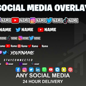 Custom Social Media Overlay for Twitter Twitch Tiktok Discord - Etsy