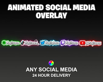 Custom Social Media Overlay for Twitter Twitch Tiktok Discord Instagram Youtube - Etsy