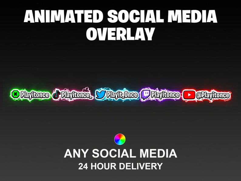 Custom Color Animated Social Media Overlay for Twitter Twitch Tiktok ...