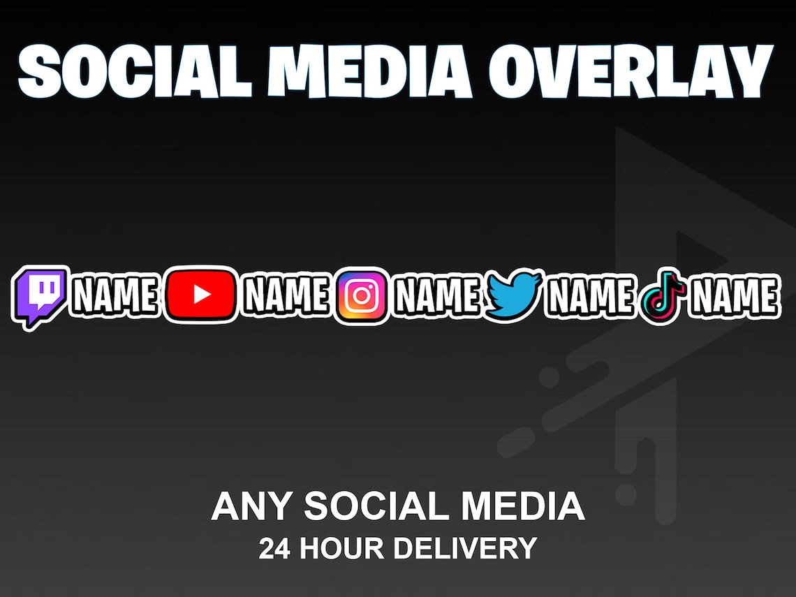 Custom Social Media Overlay for Twitter Twitch Tiktok Discord - Etsy