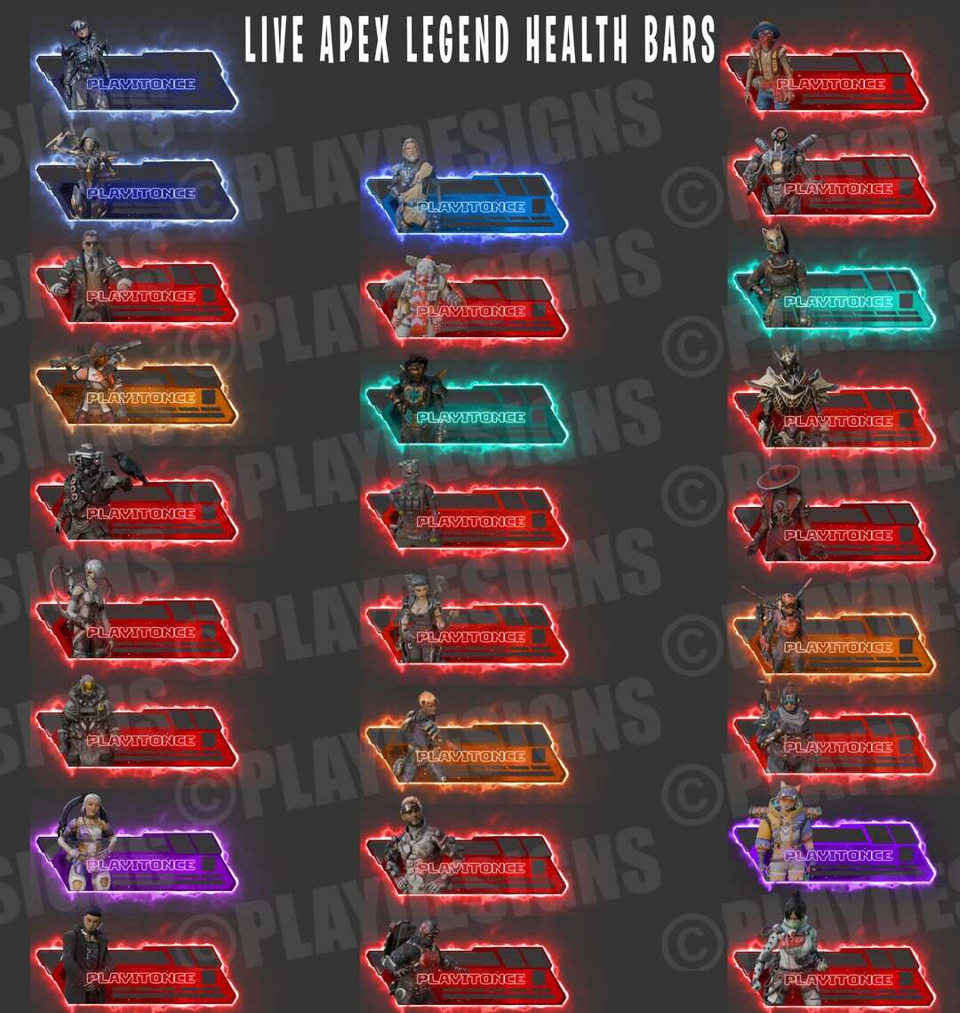 Custom Live Apex Legends Health Bar Overlays for Streaming, Youtube ...