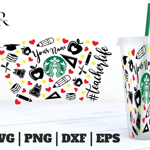 Teacher Starbucks Cup Svg Teacher Fuel Starbucks Cold Cup - Etsy UK