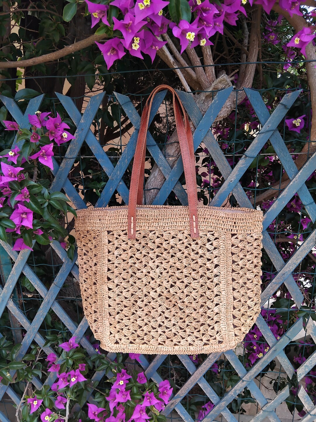 Crochet Raffia Bag, Openwork Handbag - Etsy Australia