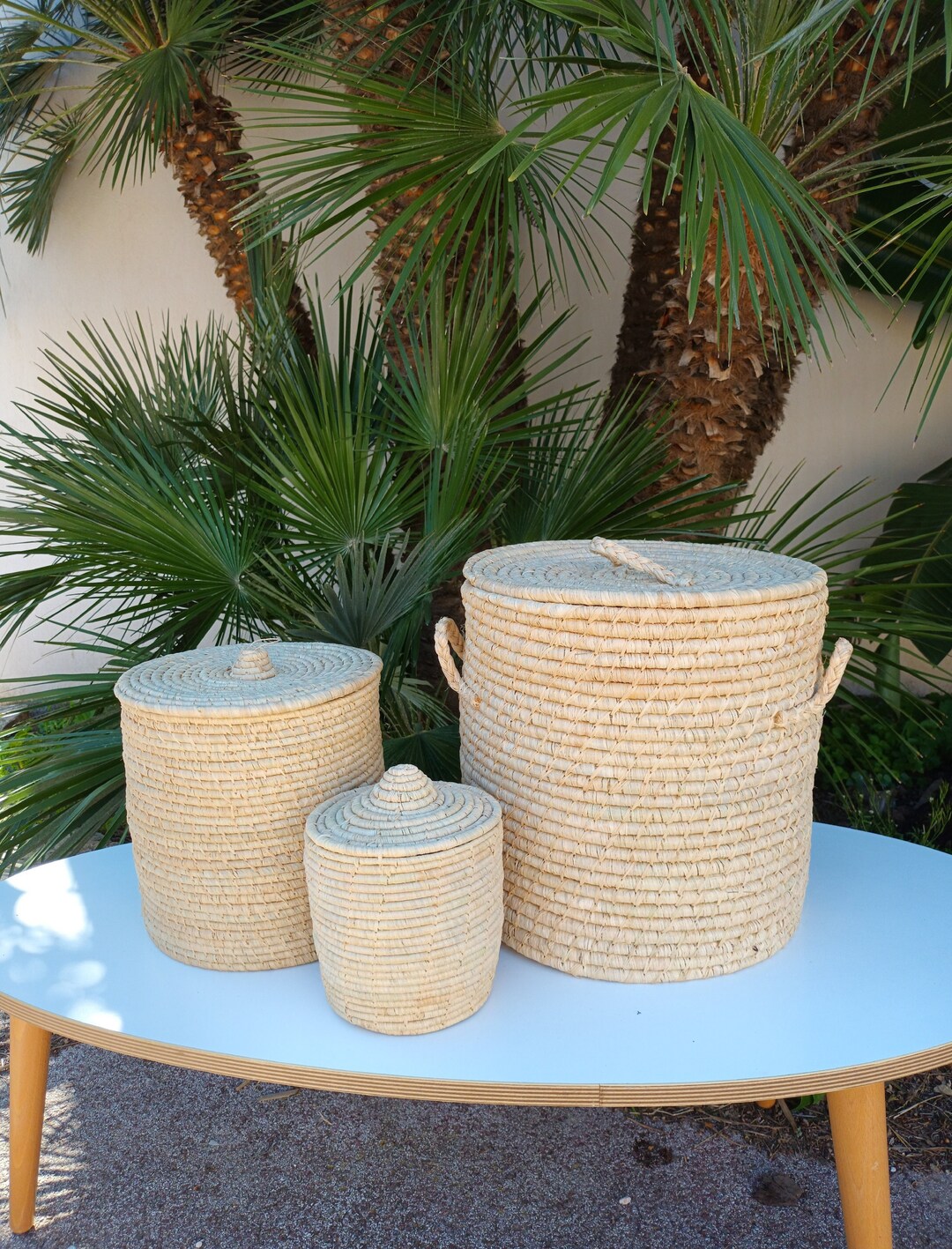 Panier en raphia, panier, coffre de rangement - Etsy France