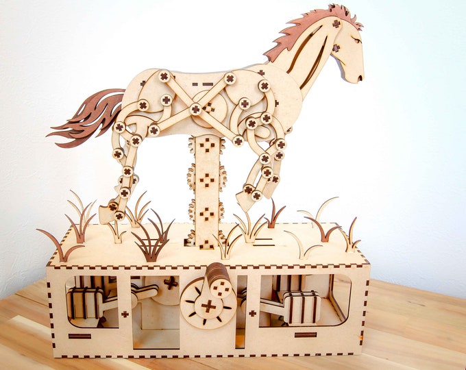 3D Wooden Puzzle Moving Model Kit DIY Moving Mechanical Wooden Automata ...