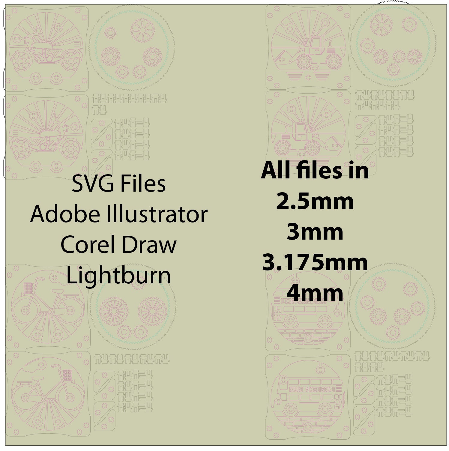 DIGITAL FILE - Set 7 Kinetic Coasters - Laser Cutter Files ...
