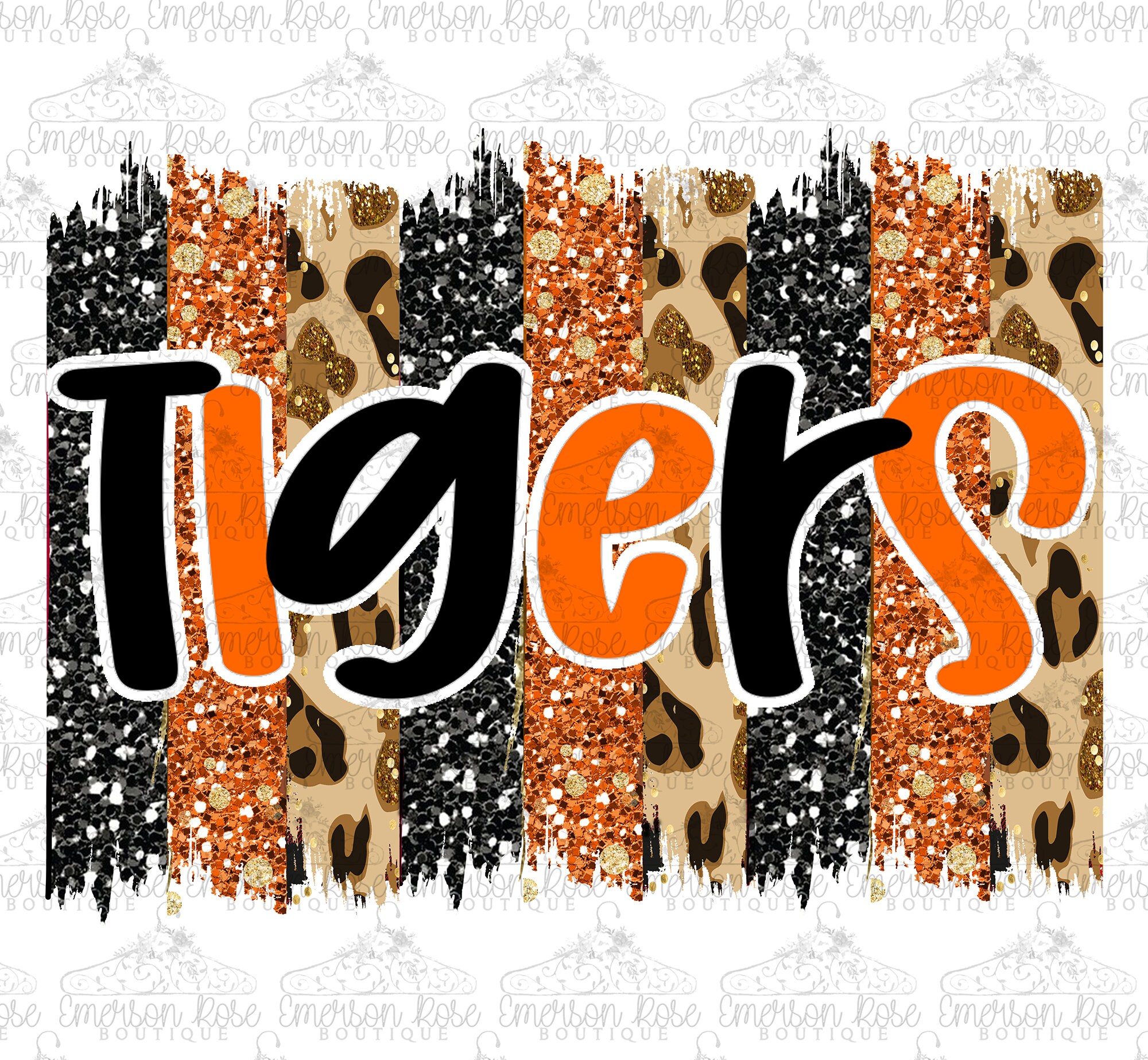 Go Tigers - Team- Glitter Background - Sublimation - Orange and Black ...