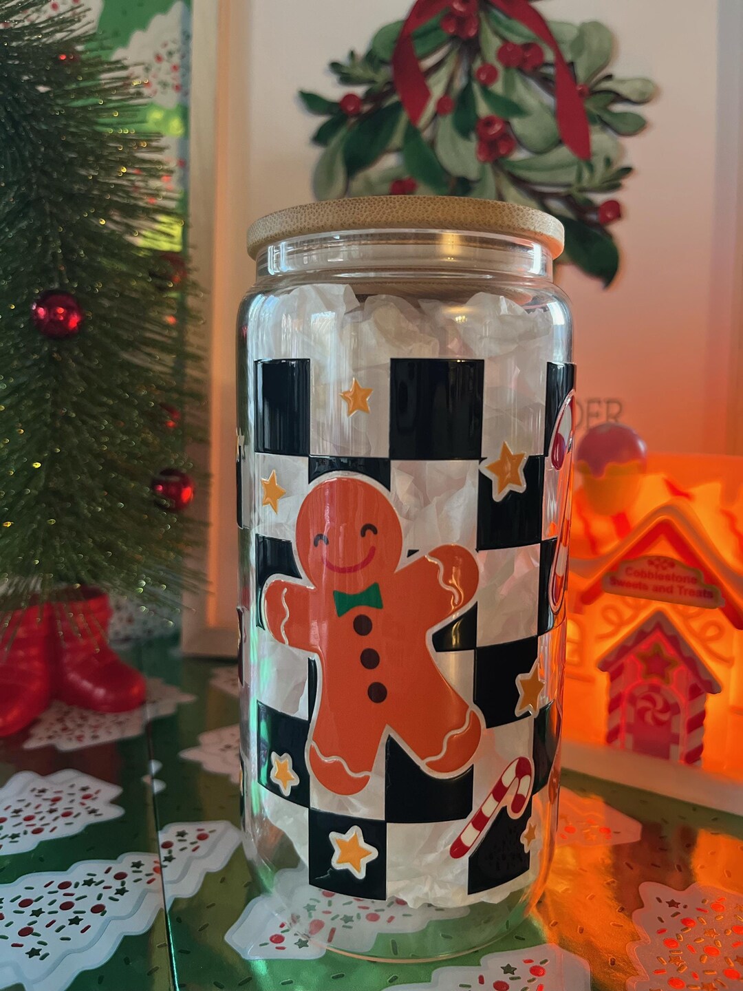 Gingerbread Man Glass, Christmas Glass, Christmas Glass, Christmas Cup ...