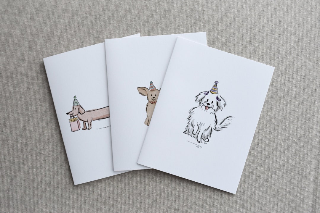 Dog Birthday Card Pack Blank Cards Cute Card Set Unique - Etsy