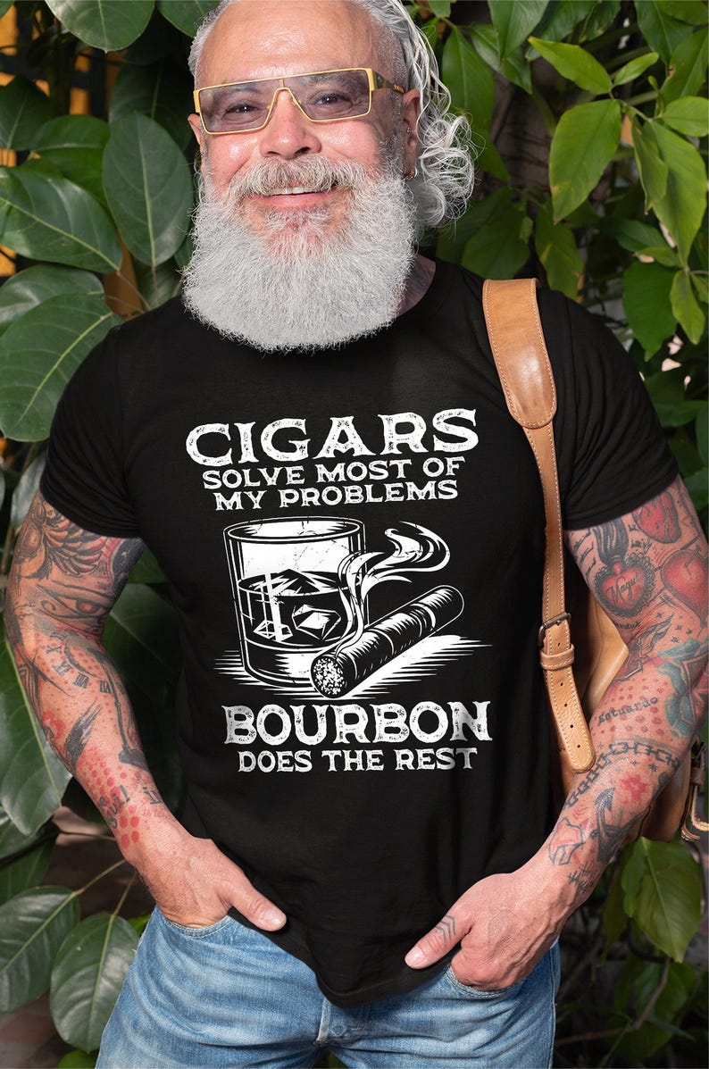 Men's Cigars T-shirt Cigar Bourbon Shirt Funny Gift Father's Day Gift ...