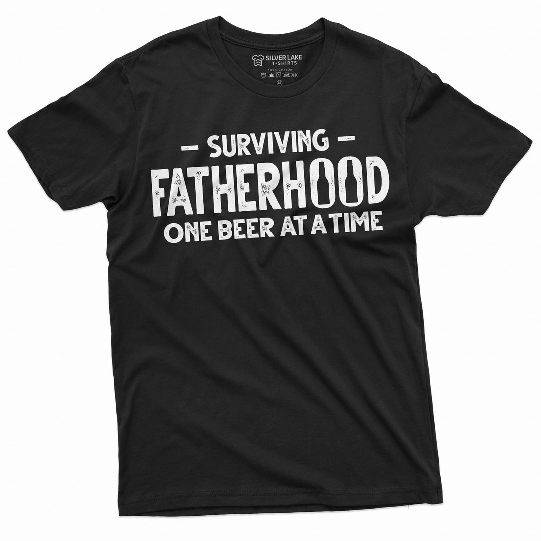Men's Surviving Fatherhood One Beer at A Time Shirt Funny Drinking Beer ...