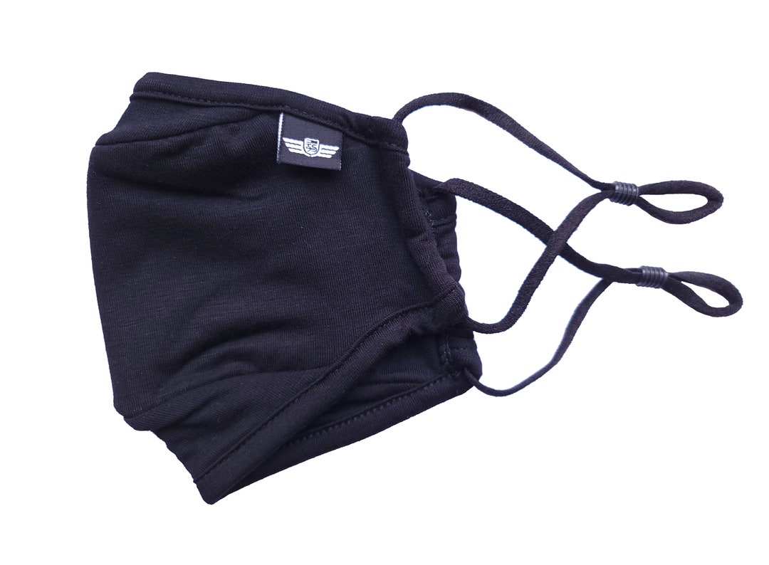 Black Reusable Fabric Cloth Face Mask Adjustable Bamboo Breathable ...