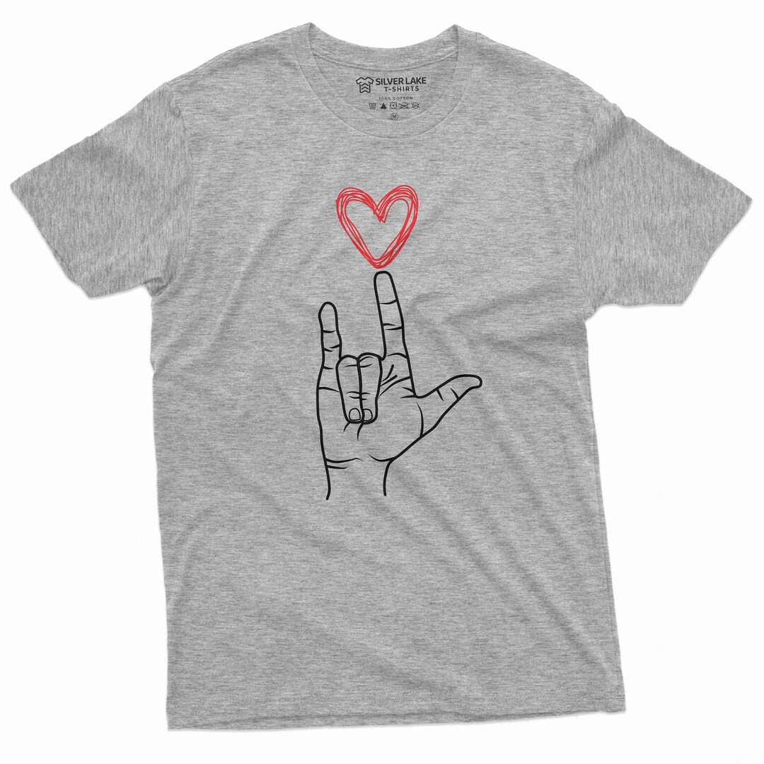 ASL Shirt I Love You Hand Tee Heart American Sign Language Shirt Sign ...