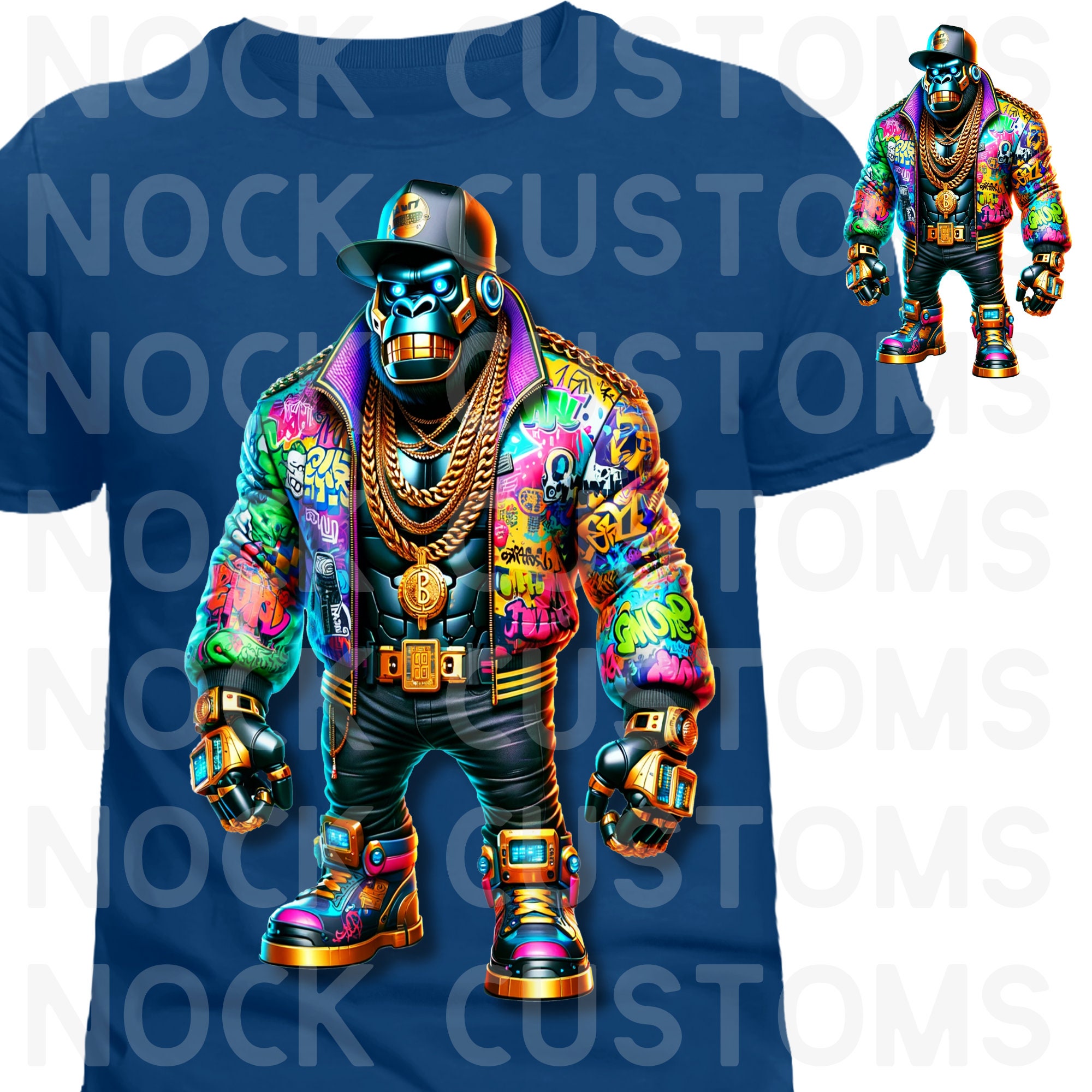 Neon Cyber Gorilla PNG: Futuristic Robot Ape Digital Art (digital ...