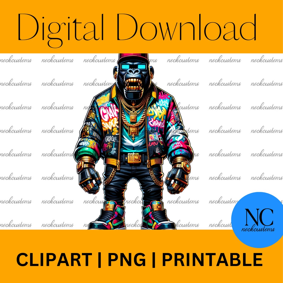 Digital Warrior Gorilla Art - Futuristic Silverback Robot Illustration ...