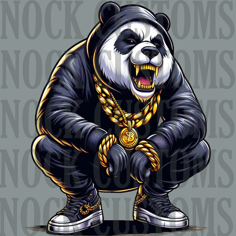 Panda Gangster Streetwise Charm T-shirt Design: Animated Urban Panda ...