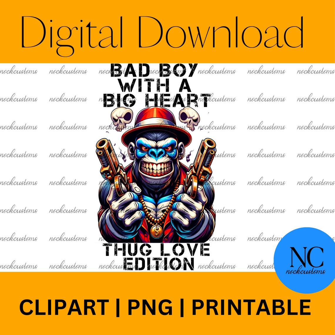 Intimidating Gorilla Gangster PNG Menacing Ape With Guns Digital Art ...