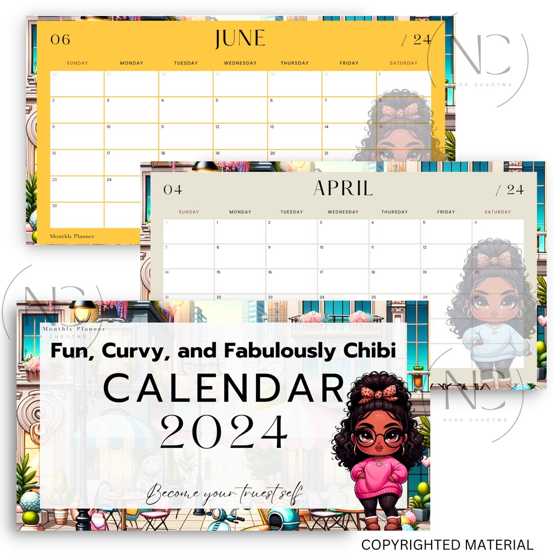 Fun, Curvy, and Fabulously Chibi Monthly Planner: 2024 Calendar - Etsy