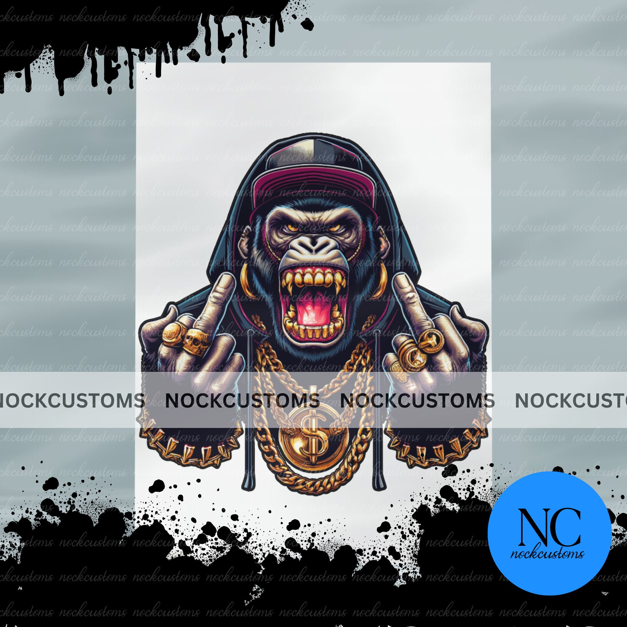 Dnt Give AF Gangster Gorilla Streetwise Charm T-shirt Design: Animated ...