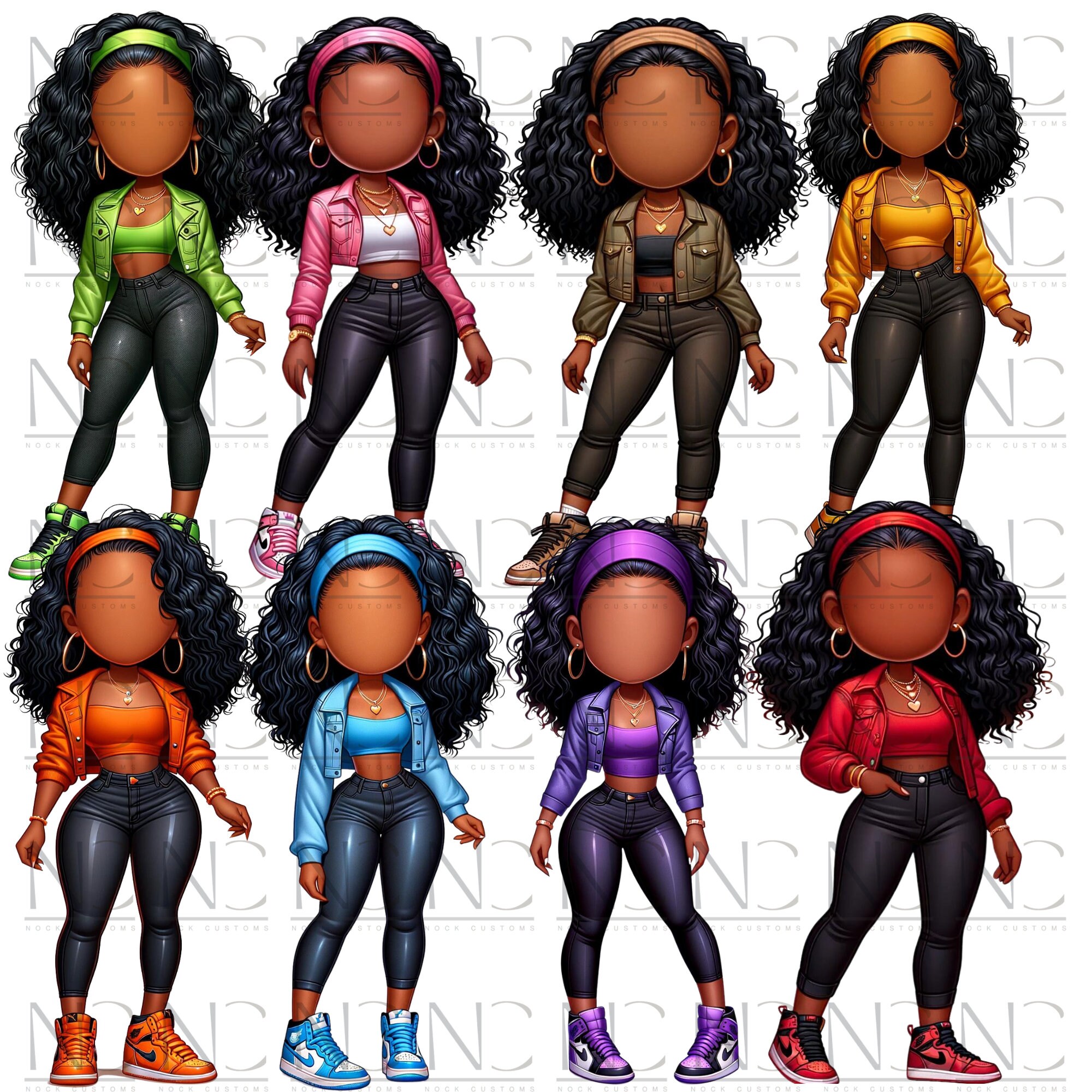 Faceless Diva Style Dolls Set 1: (8) Animated Urban Dolls With Jackets ...