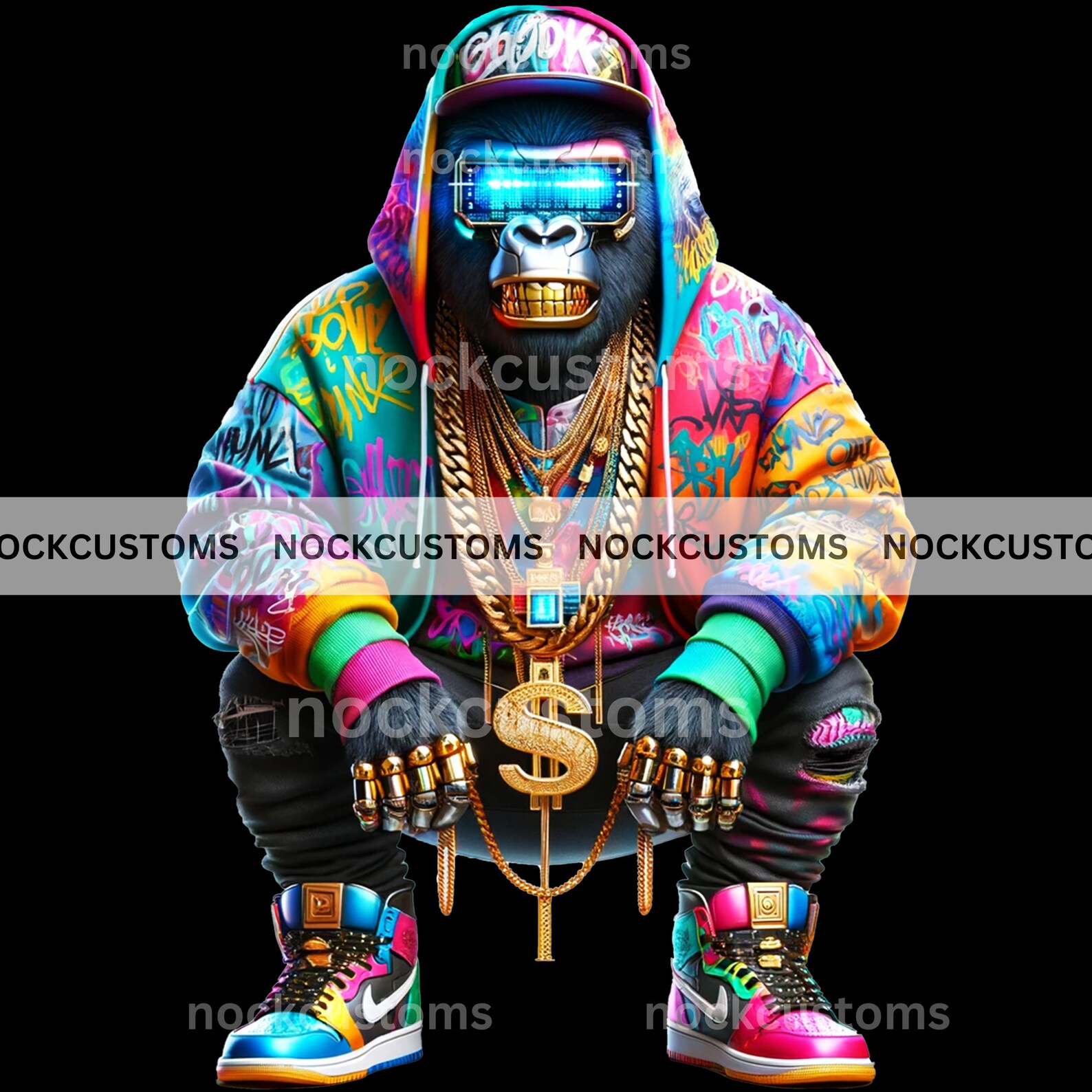 Street Art Gorilla Robot - Graffiti-style Futuristic Ape Digital Print ...