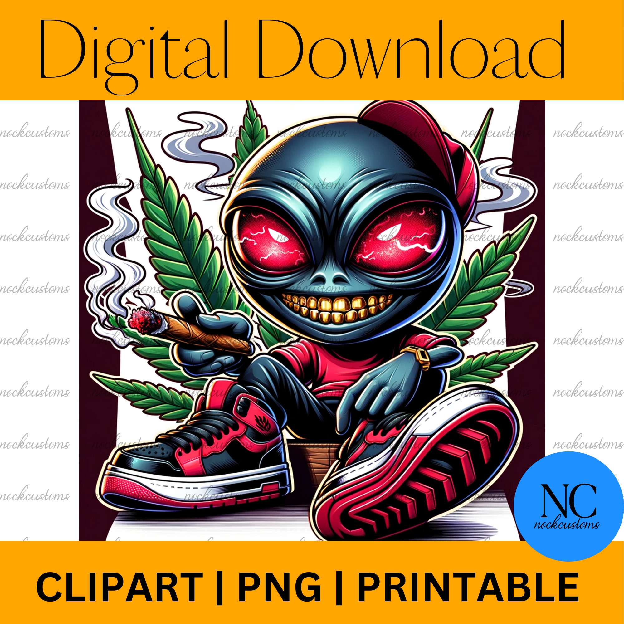 Urban Chic Alien Digital Art PNG - Street Style Illustration Download ...