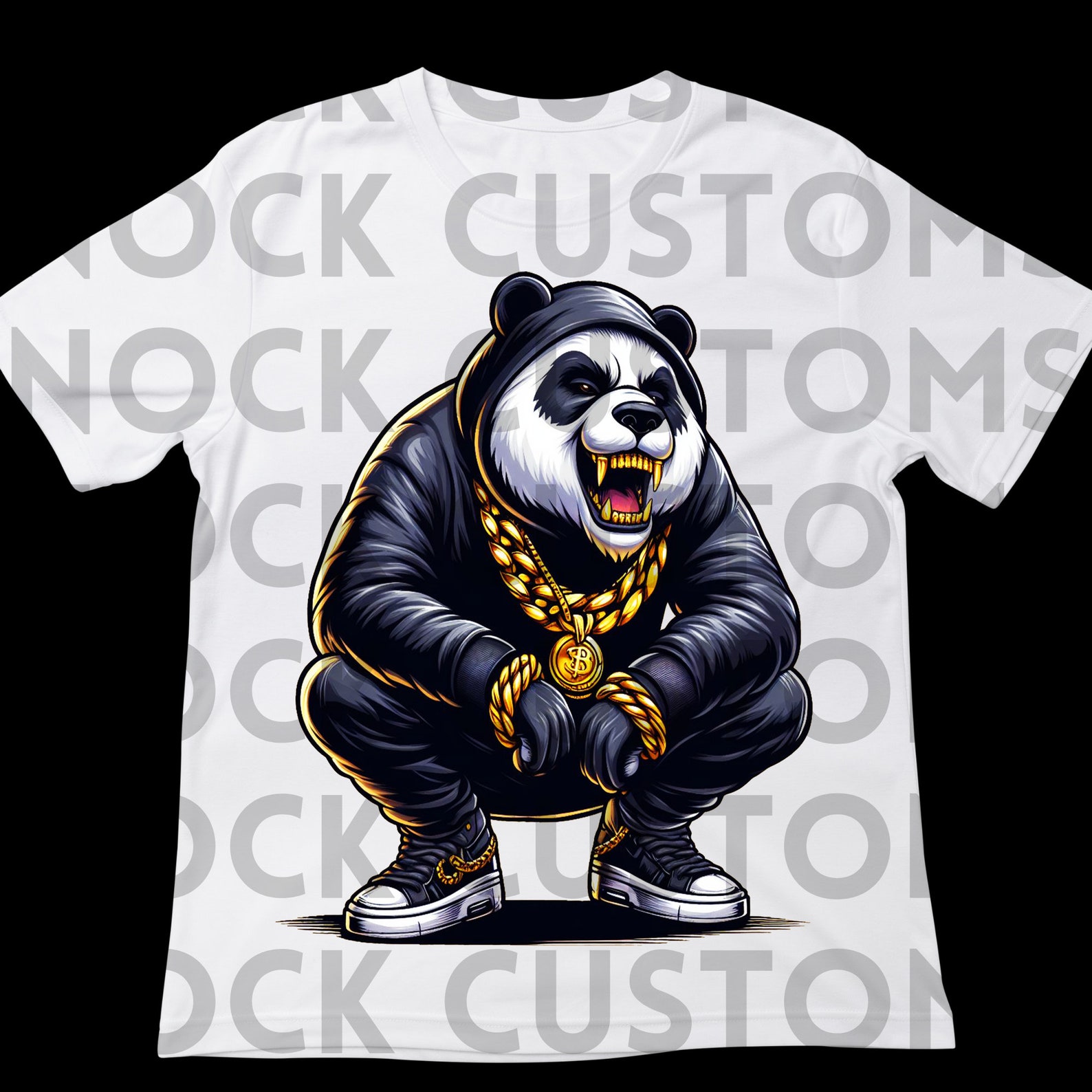 Panda Gangster Streetwise Charm T-shirt Design: Animated Urban Panda ...